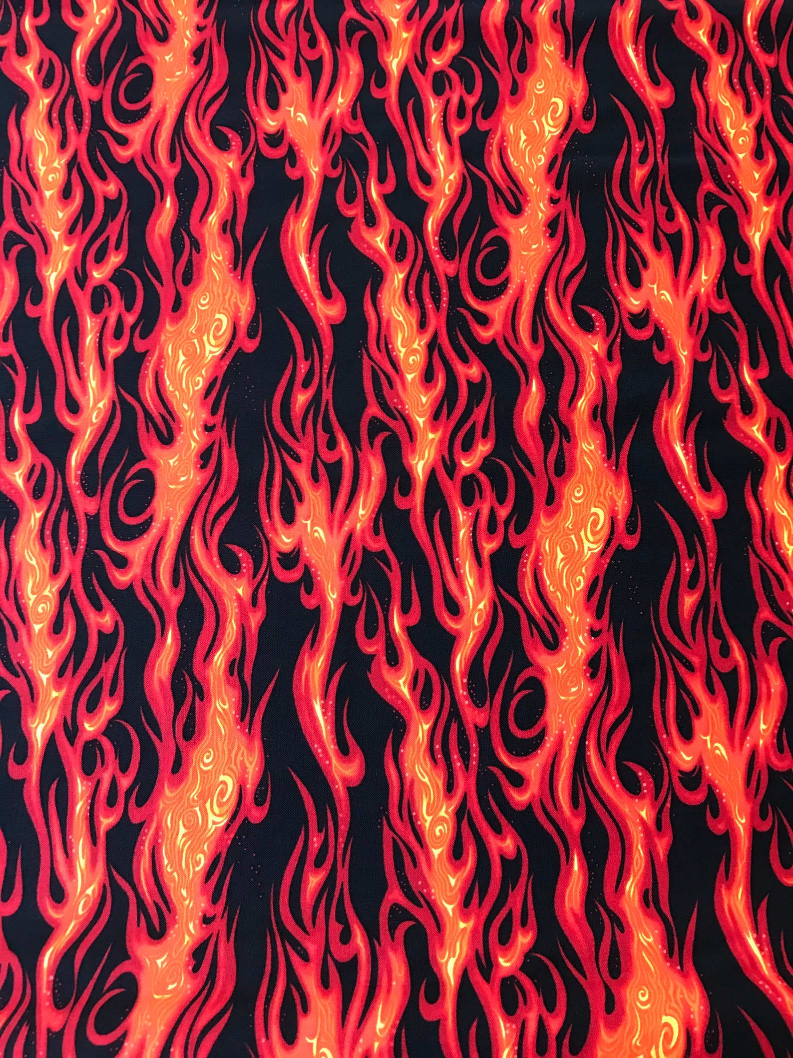 Hot Fire Flames on Black Flame 100% Cotton Fabric FQ Fat Quarter, 1/4 ...