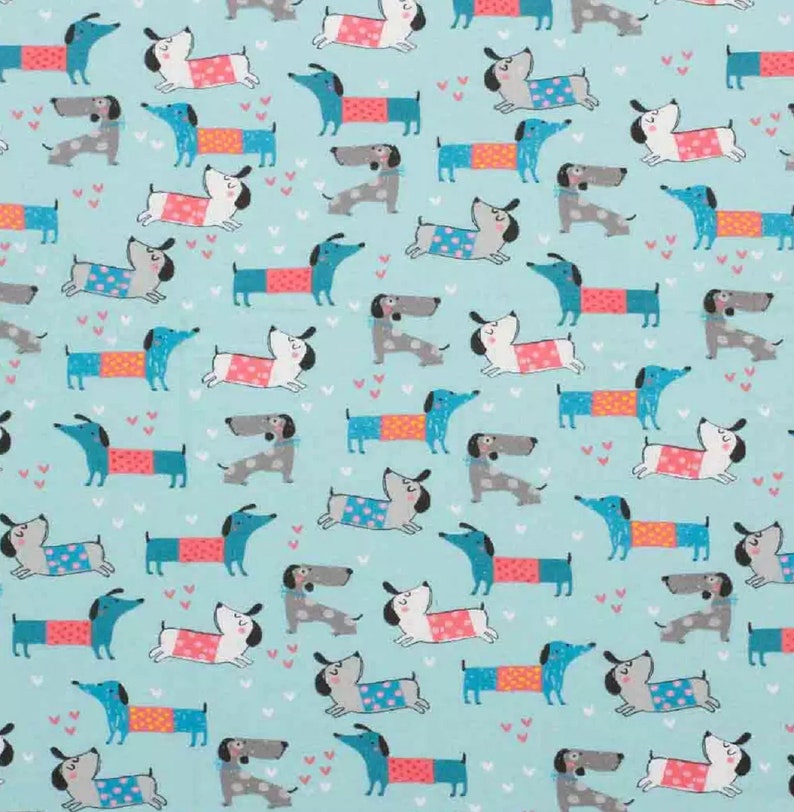 Scattered Loving Dogs on Aqua Heart Hearts Dog Patterned Dogs - Etsy