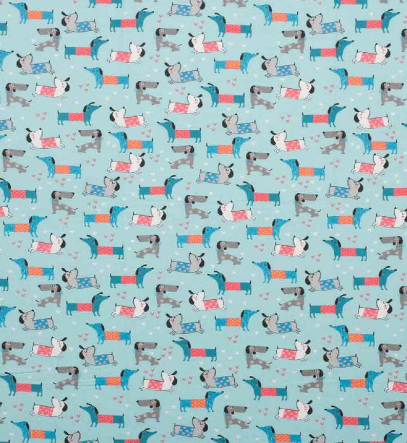 Scattered Loving Dogs on Aqua Heart Hearts Dog Patterned Dogs - Etsy
