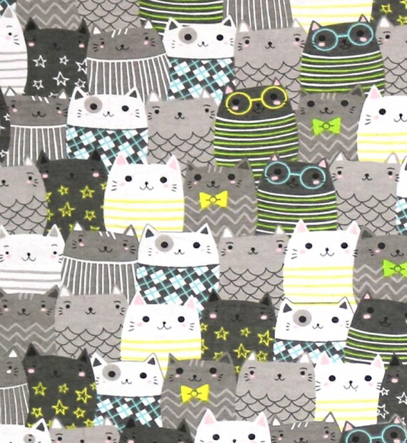 Packed Cat Kitty Cats Design Patterns Kitties 100% Cotton | Etsy