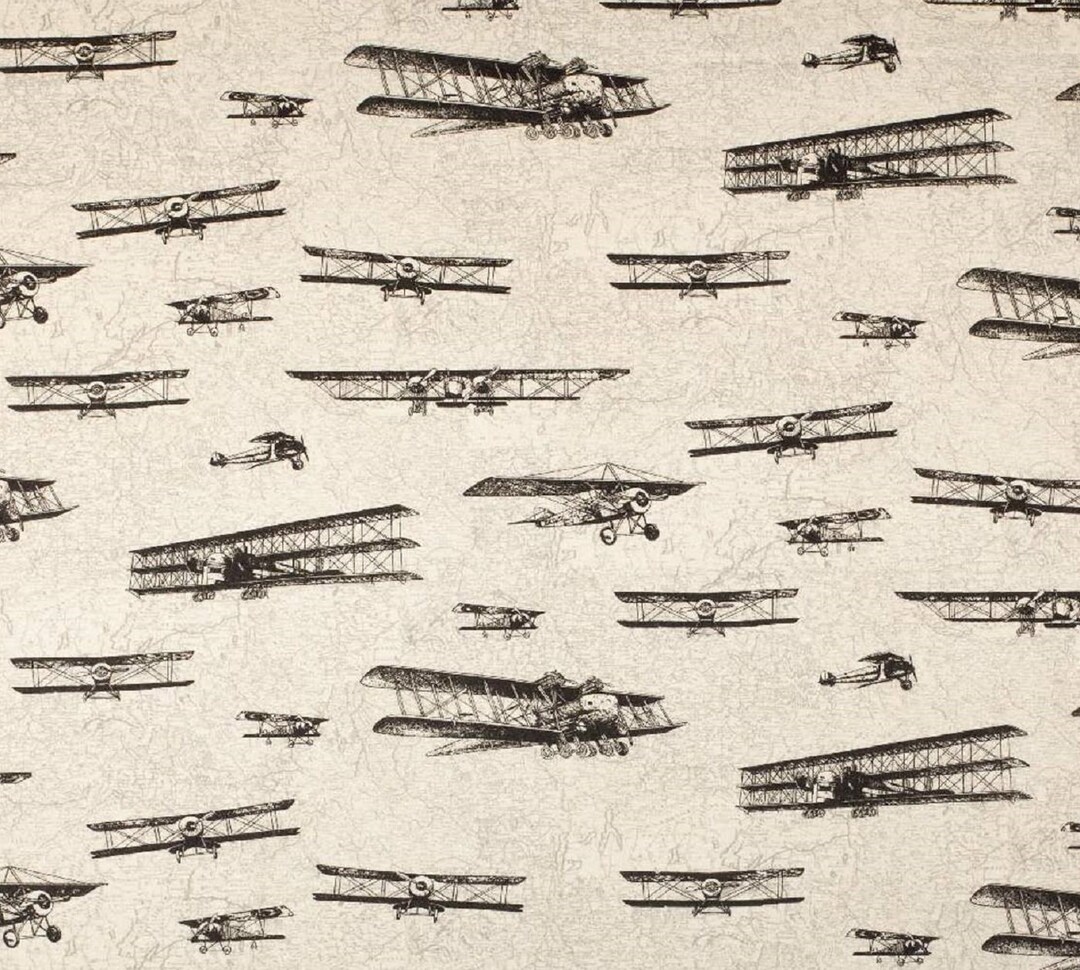 Planes on Beige Plane Airplane Airplanes 100% Cotton Flannel Fabric ...