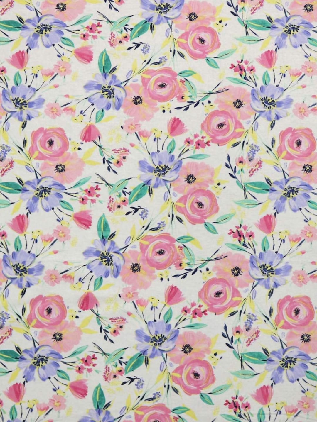 Large Pretty Floral Spring Print Flowers 100% Cotton Flannel Fabric ...