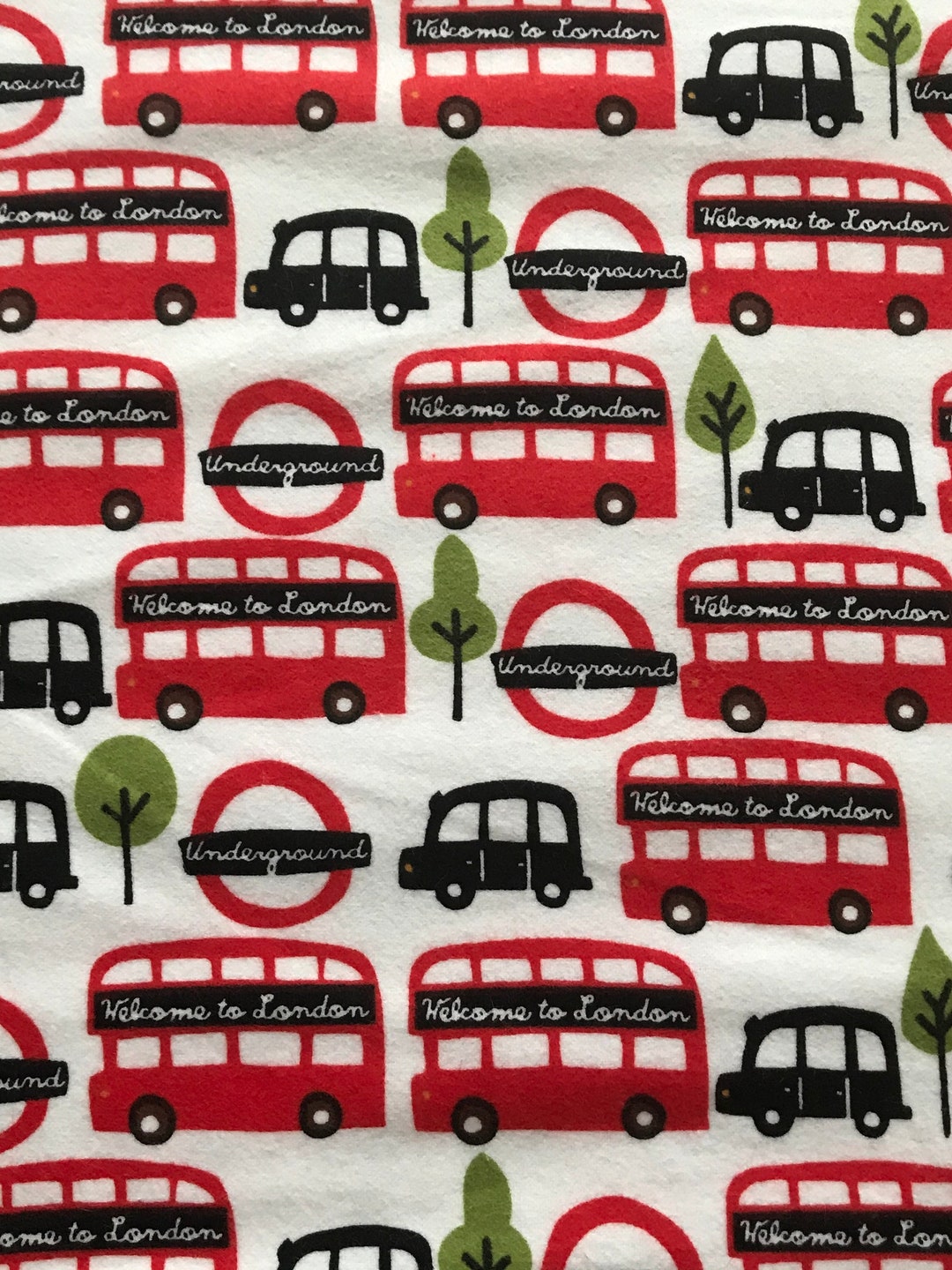 Welcome to London * * Red Black Car Bus Tree on White Underground Bus ...
