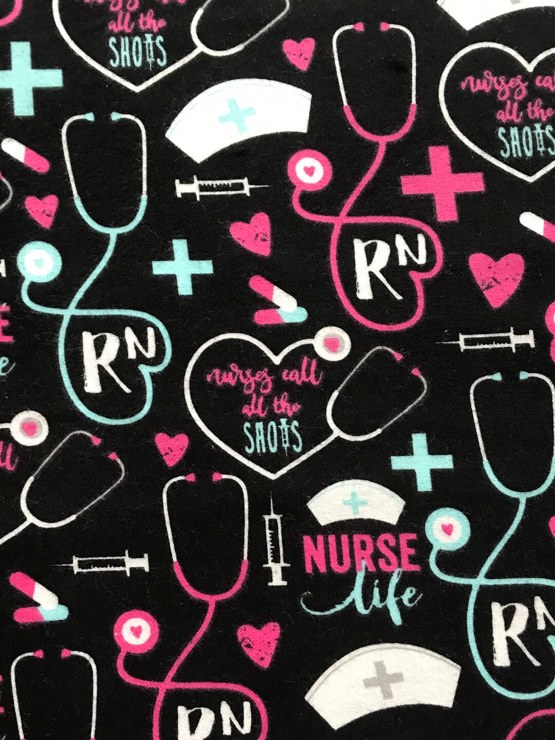 RN Nurse Life Nurses Call All the Shots on Black - Heart Stethoscope ...