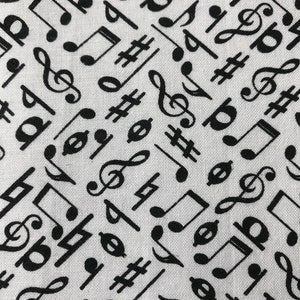 Tossed Black Music Notes on White 100% Cotton Fabric FQ Fat Quarter 1/4 ...