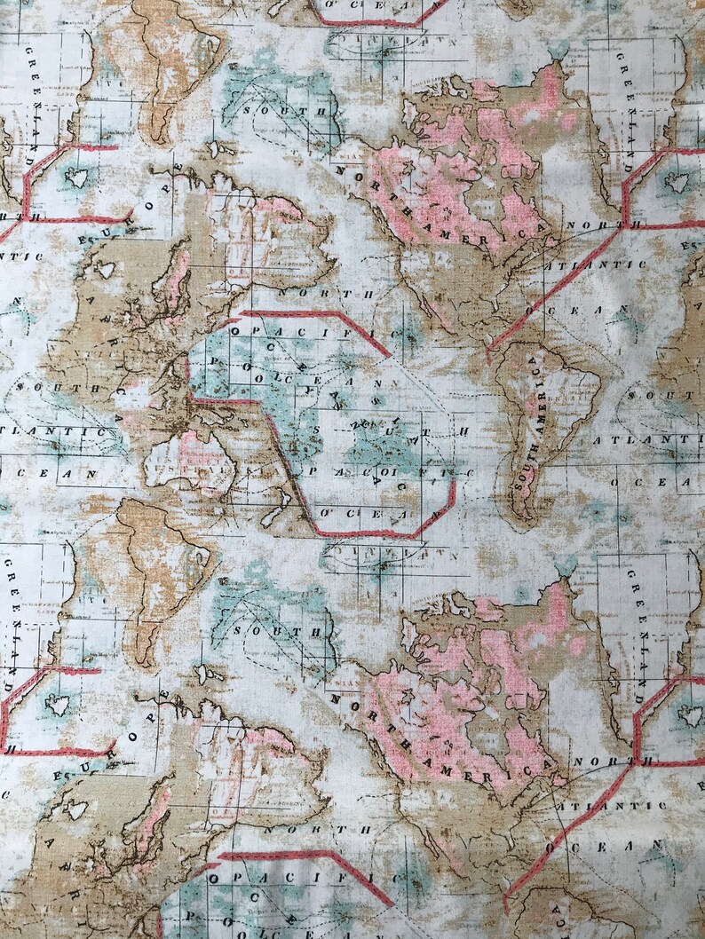 World Map Exploration Expedition Travel Vacation Explorer 100% Cotton ...