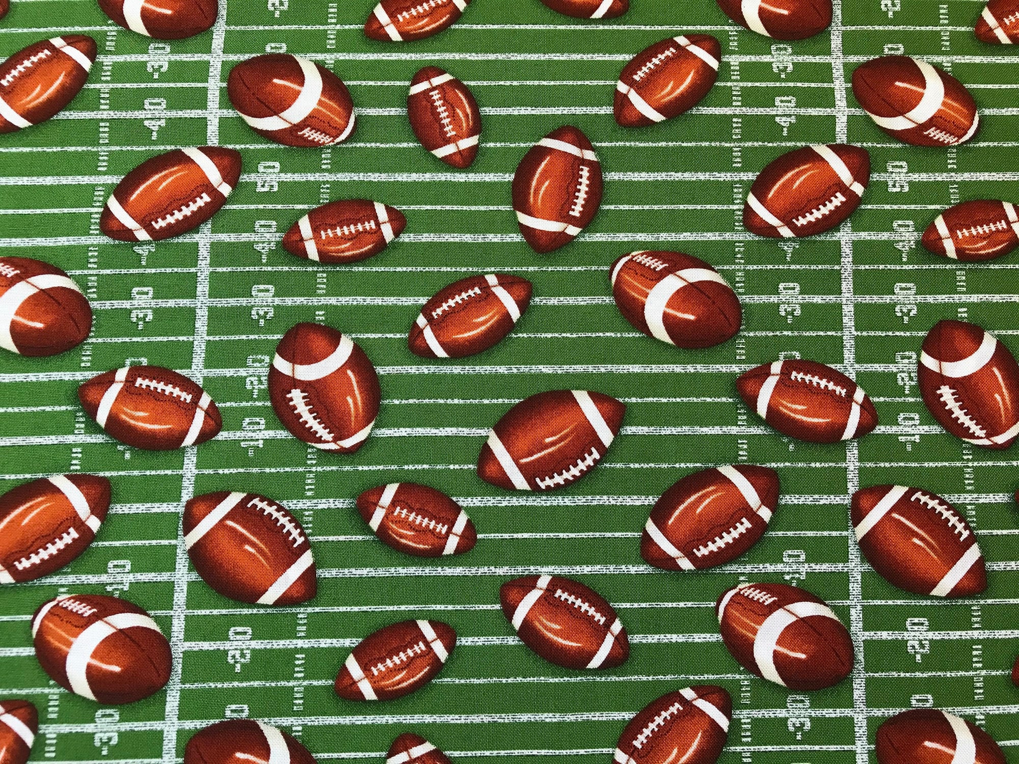 Footballs on Football Field 100% Cotton Fabric Fat Quarter, 1/4 Yard, 1 ...