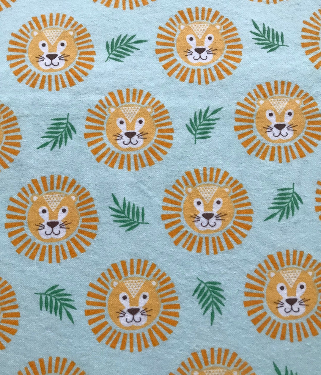 Lion Faces Zoo Safi Jungle Animal Face Head 100% Cotton Flannel 1/4 ...