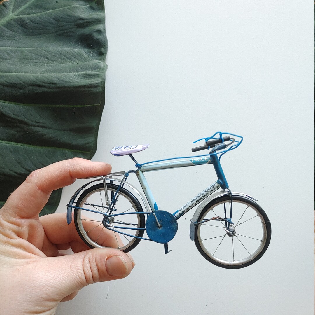 Tin Can Bicycle Sculpture: Upcycled Cruiser Bike, Office Desk Decor ...