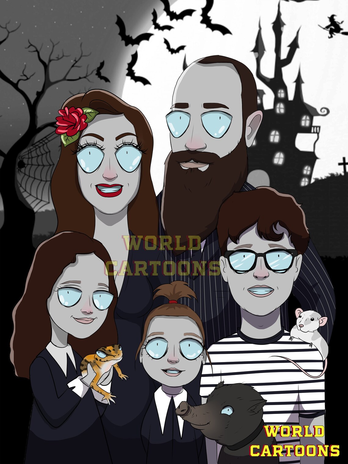 Tim Burton custom family portrait Tim Burton Portrait | Etsy