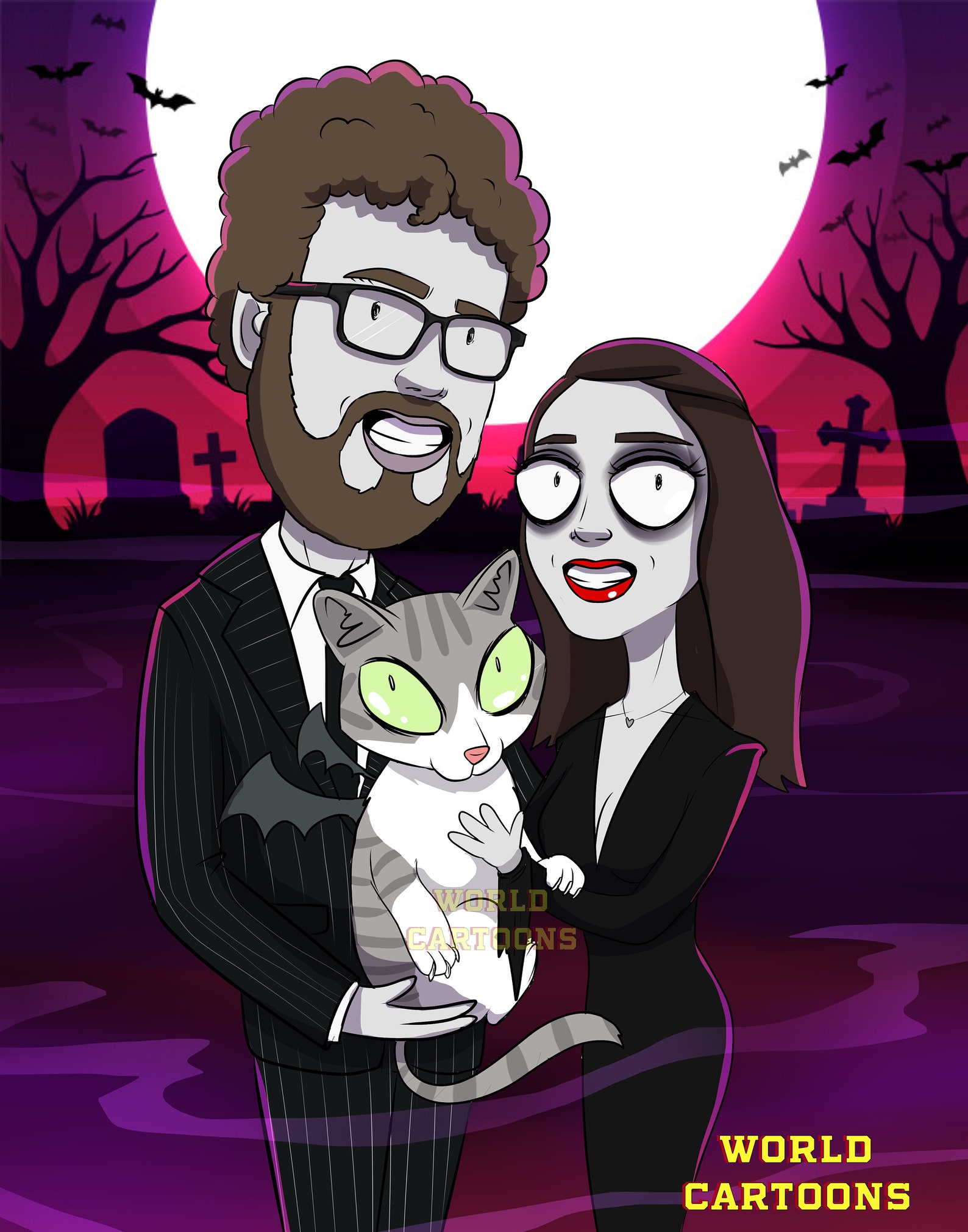 Tim Burton Custom Family Portrait Custom Cartoon drawing | Etsy