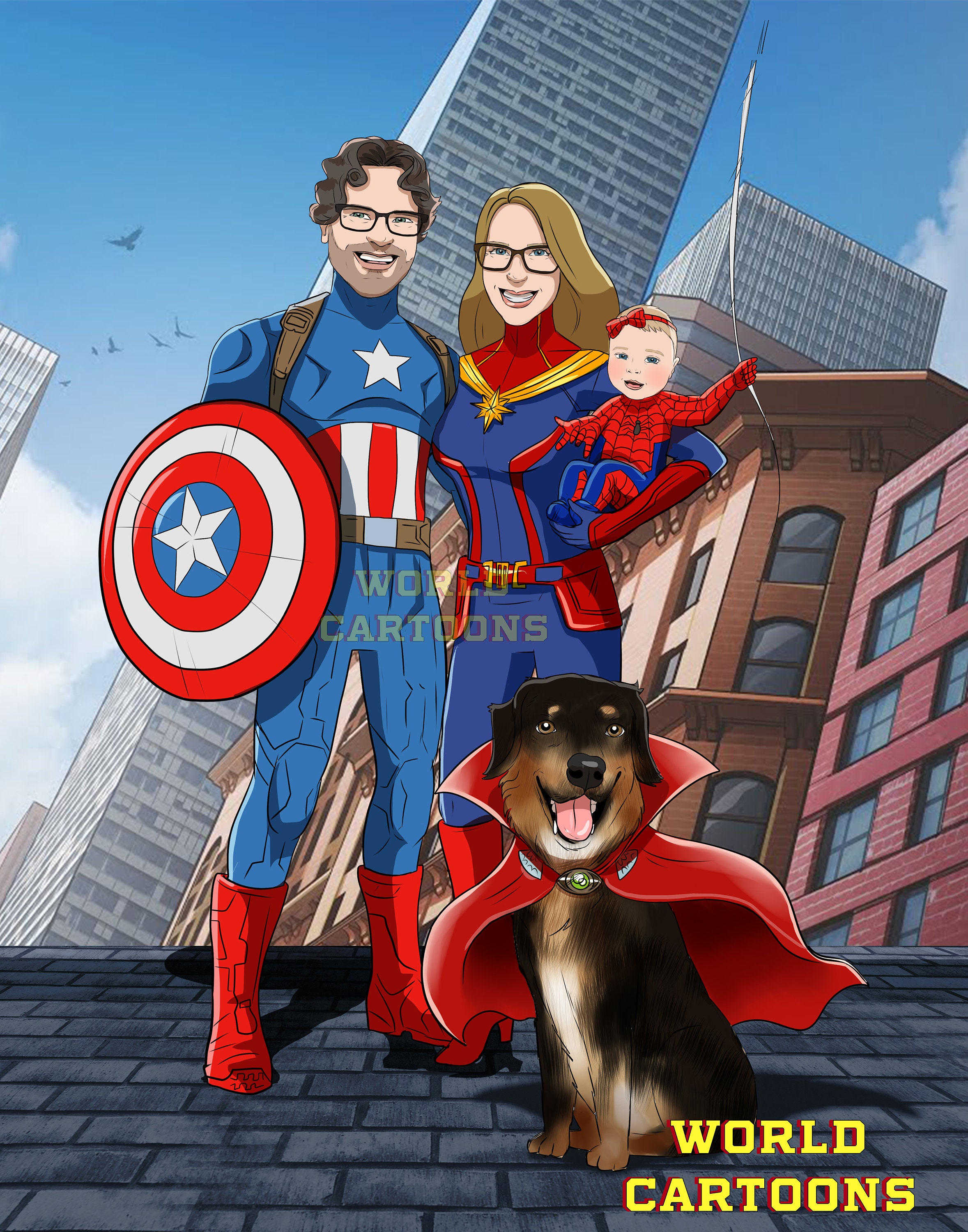 Superhero Family Cartoon