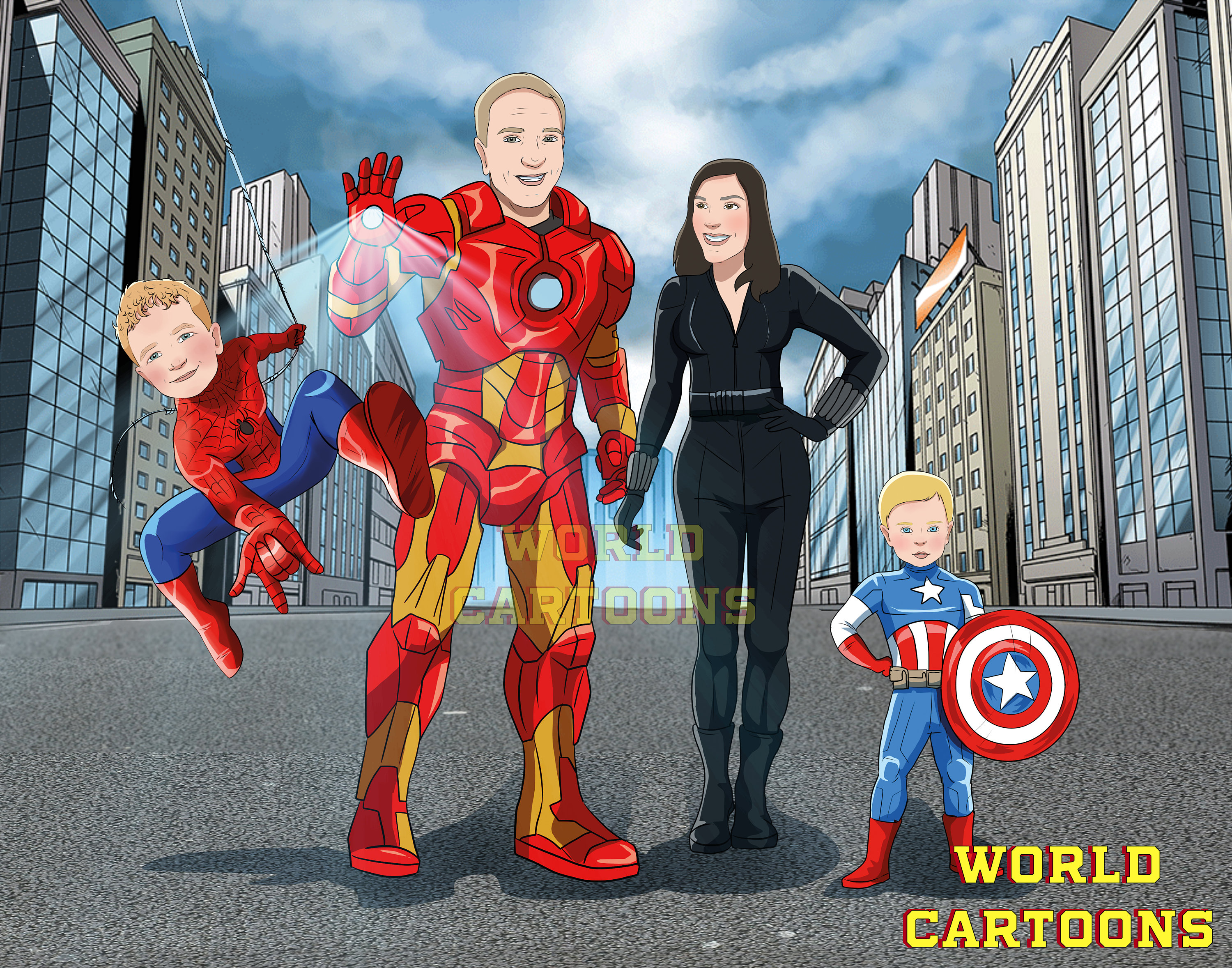 Superhero Family Cartoon