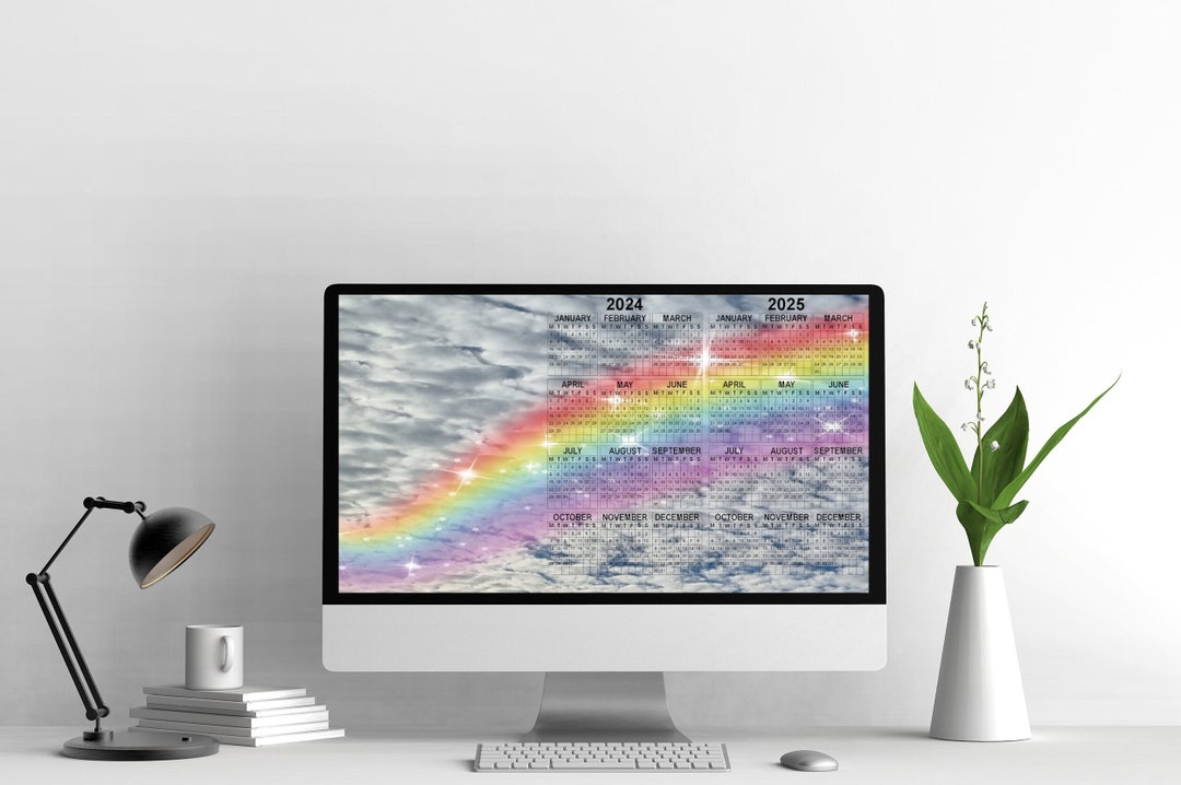 Instant Download Combined 2024 & 2025 Calendars PC Laptop Background ...