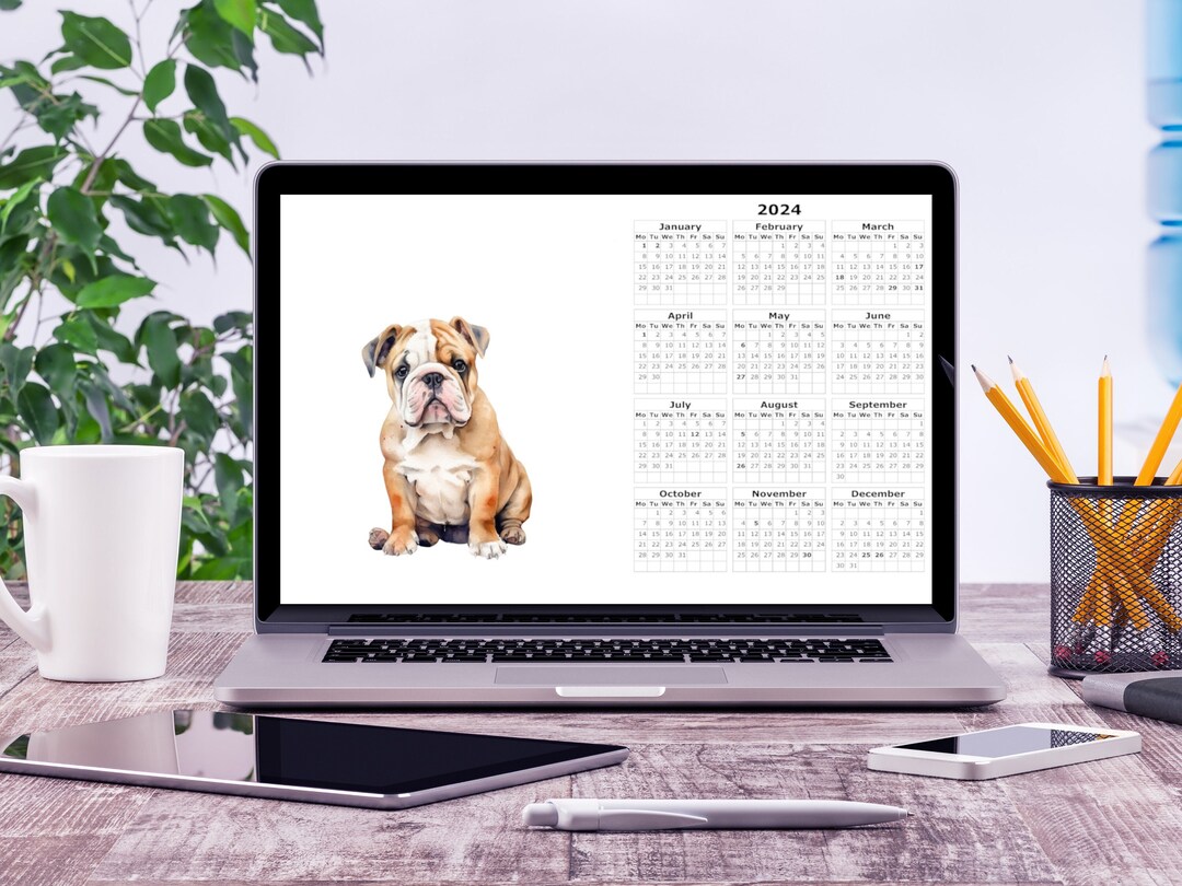 Instant Download 2024 Calendar Puppy Digital PC Laptop Background ...