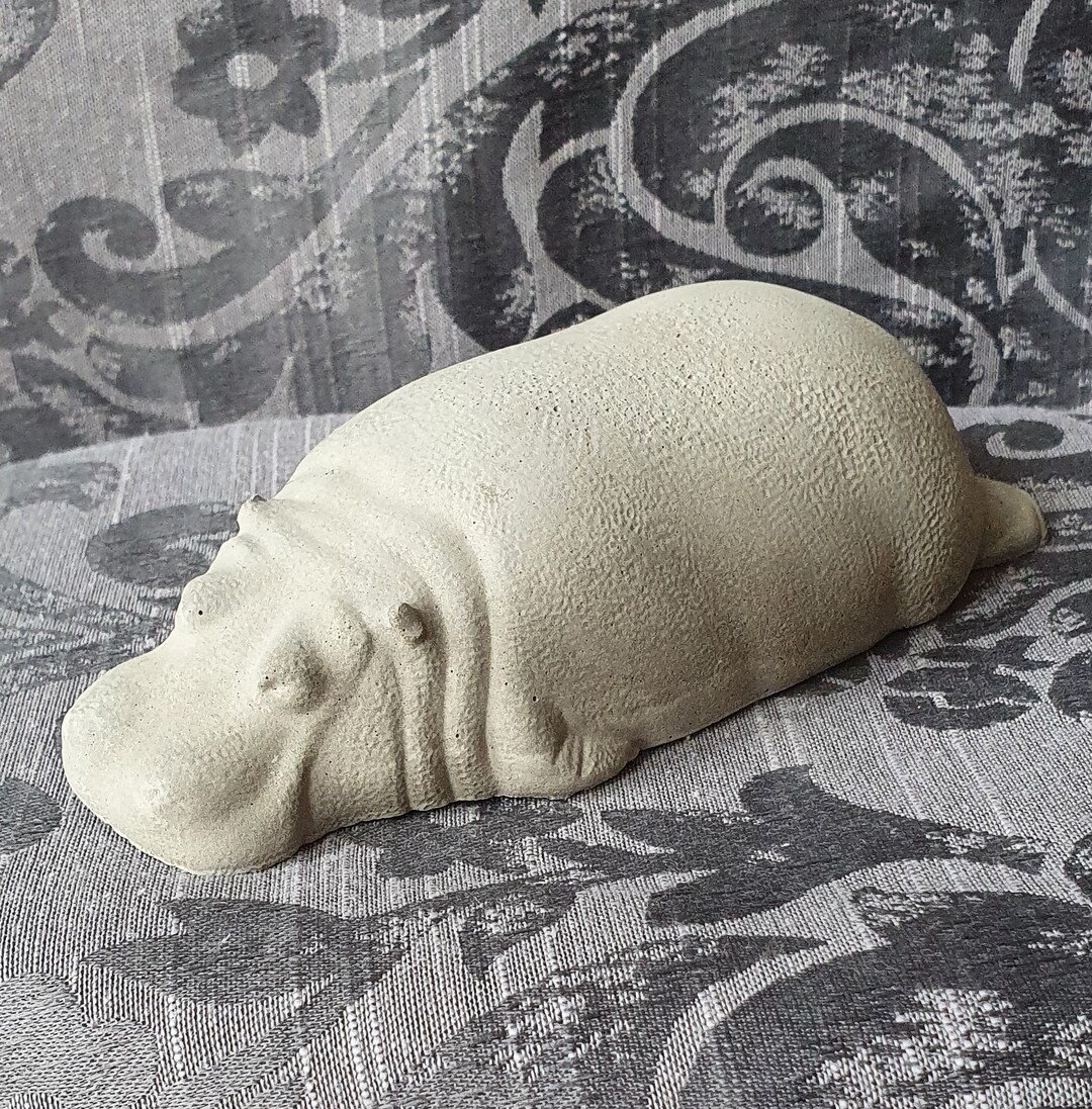 Concrete Hippopotamus Industrial Rustic Minimalist Adorable Cement ...