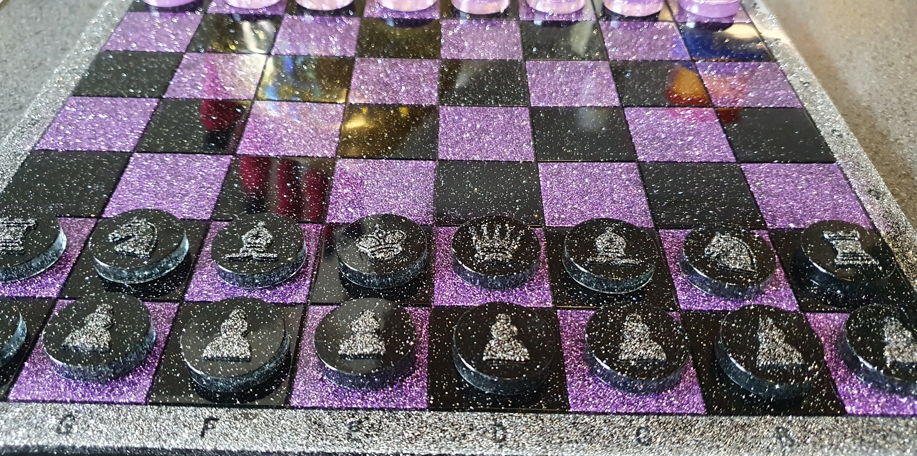 Custom Checkers Draughts Chess Set Board Sparkly Purple - Etsy UK