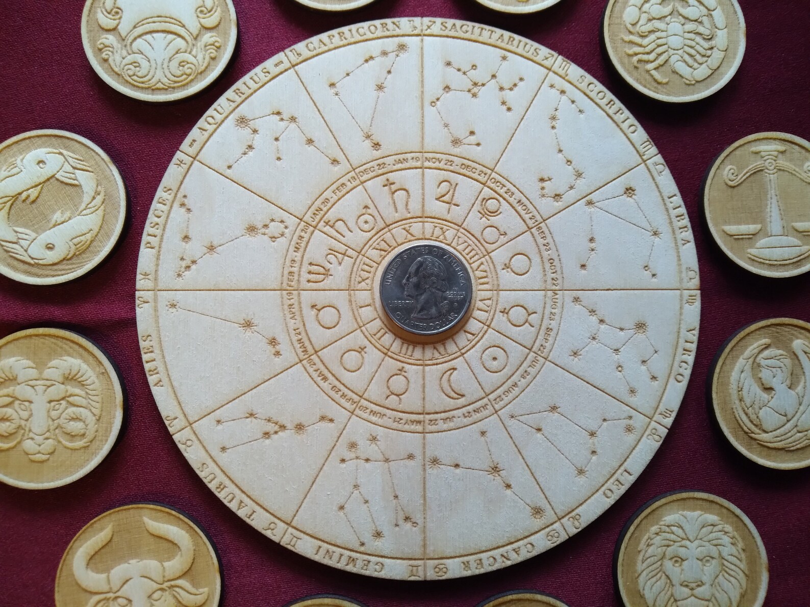 Zodiac wheel with zodiac sign discs - Etsy.de
