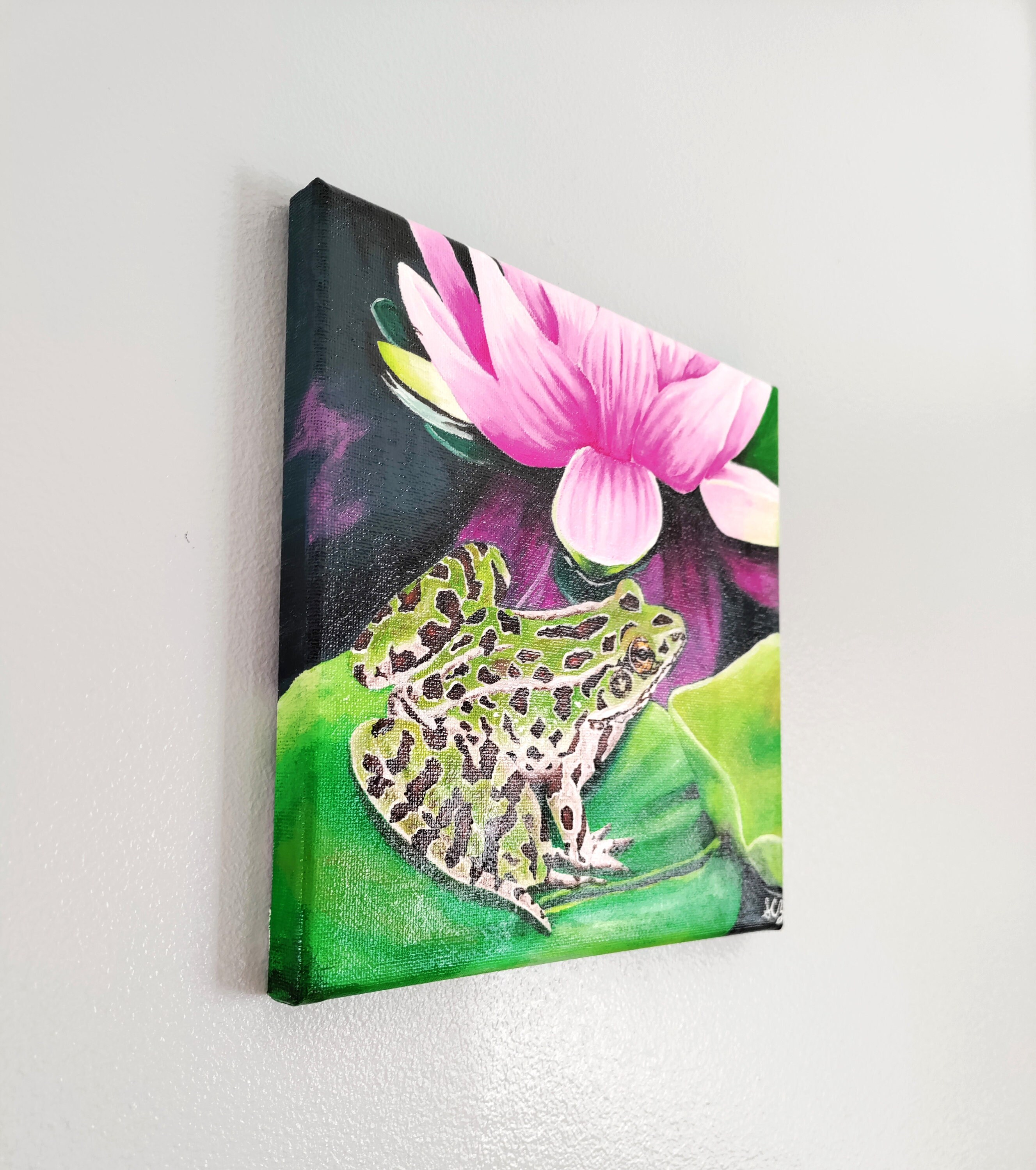 Original, 8x8 Inch Leopard Frog on Lily Pad Acrylic Painting - Etsy