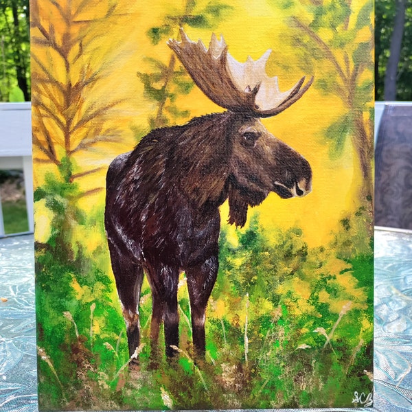 Moose Painting - Etsy