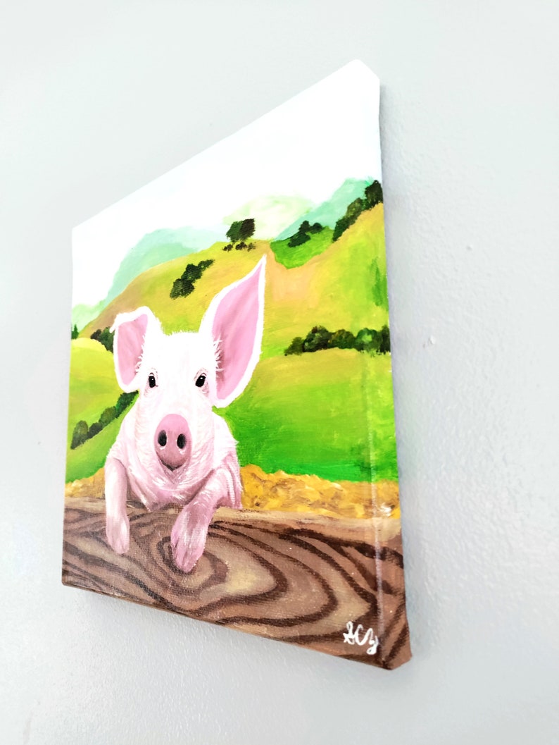 Original Acrylic 8x8 Inch Pig Painting - Etsy