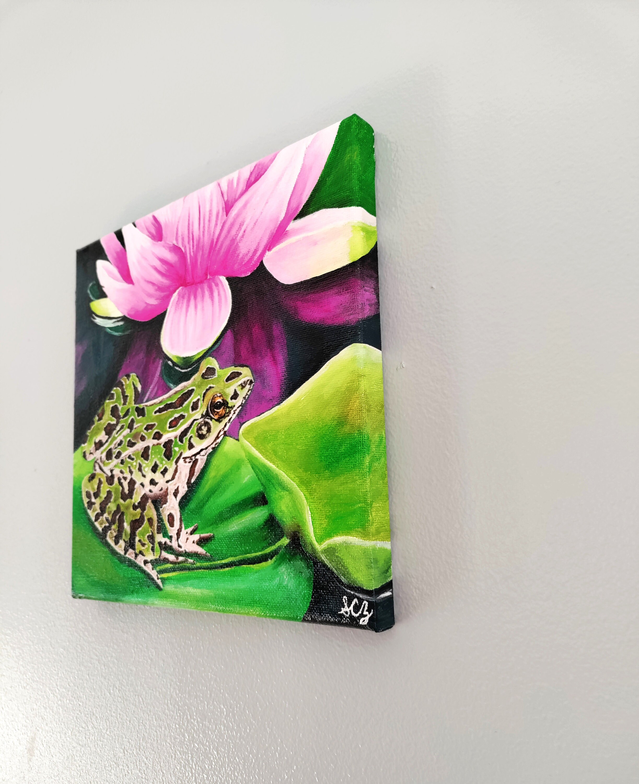 Original, 8x8 Inch Leopard Frog on Lily Pad Acrylic Painting - Etsy