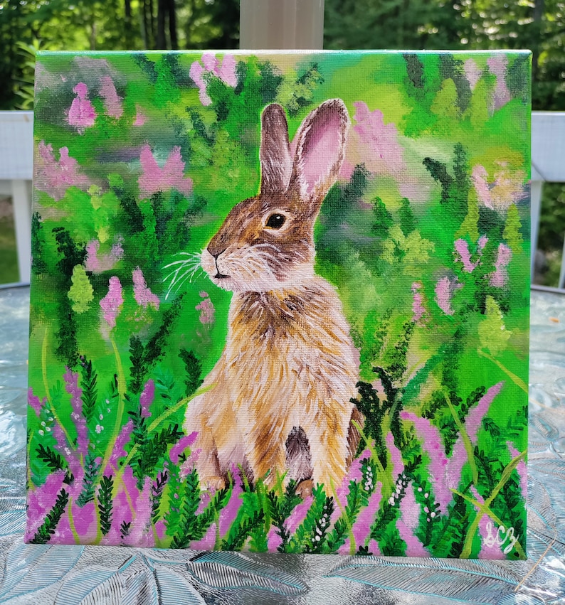Small, Original Acrylic Bunny Rabbit Painting - Etsy