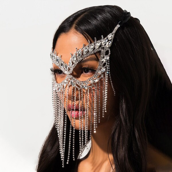 Rhinestone Mask - Etsy