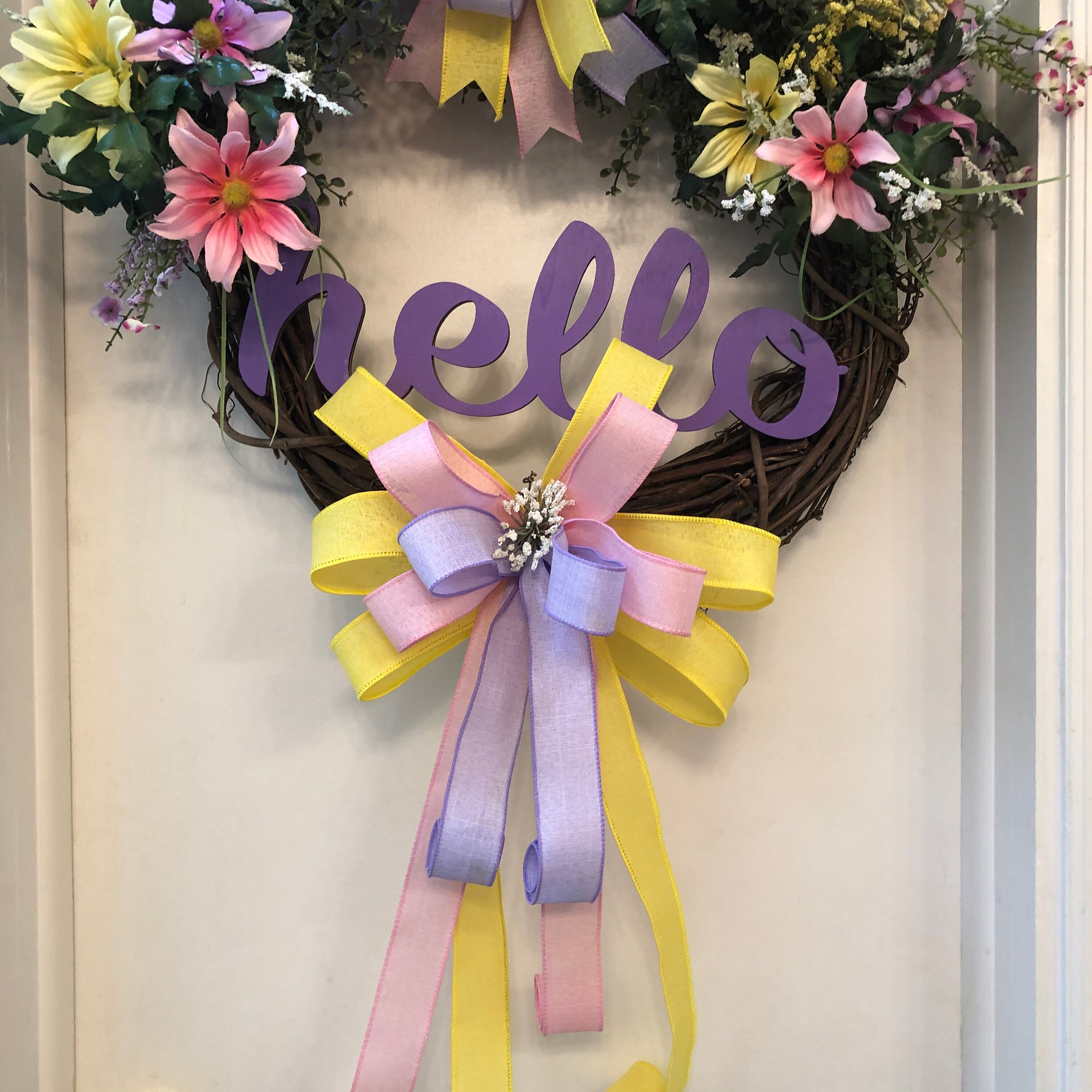 Spring Wreath, Hello Spring Wreath, Front Door Decor, Daisy Wreath ...