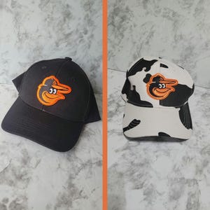 Baltimore Orioles Cow Print, Black Solid Baseball Hat Birdland Baseball ...