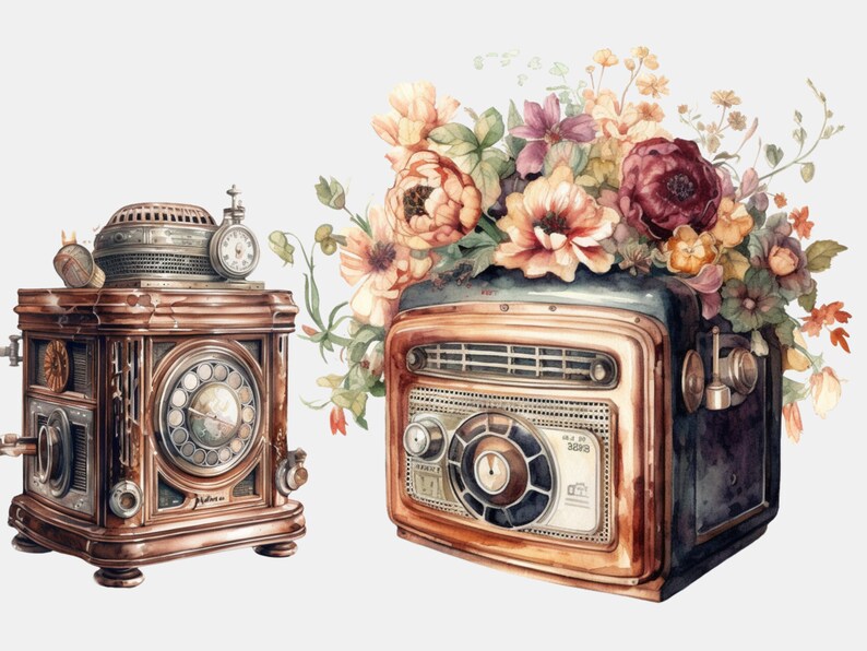 20 Victorian Vintage Clipart Radio Flower PNG Pastel - Etsy