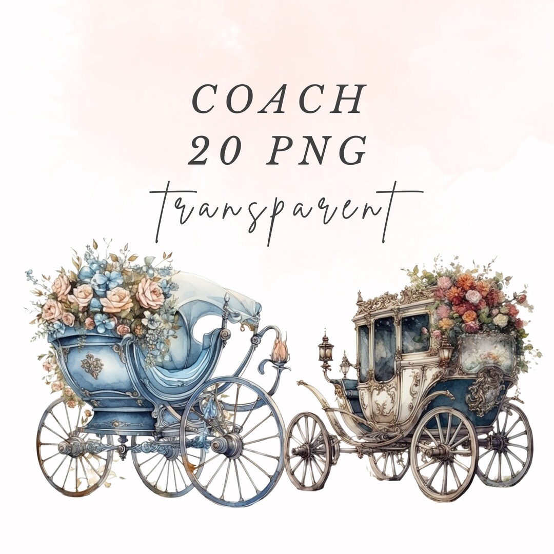 20 Victorian Vintage Clipart Coach Flower PNG Pastel Watercolor Bundle ...