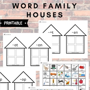 Word Family Houses Activity Phonics Language CVC Rhyming | Etsy