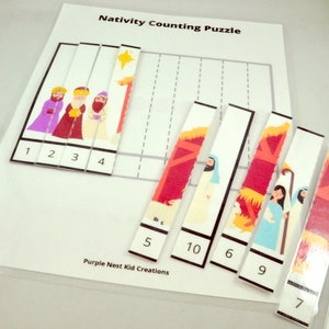 Nativity Counting Puzzle Worksheet: Christmas Printable (PDF) - Etsy