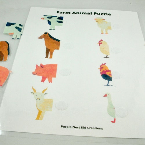 Farm Animal Puzzle Worksheet Animal Matching Game - Etsy