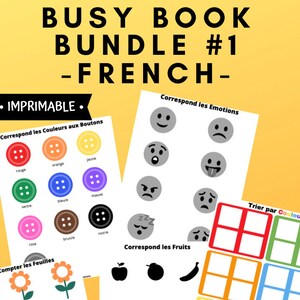 French Busy Book Bundle #1, Busy Book Printable, Matching Games, Colors ...