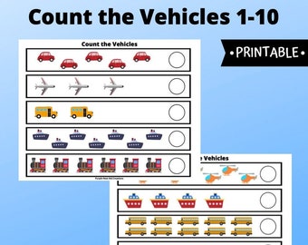 Count the Vehicles Worksheet Counting Game Educational | Etsy