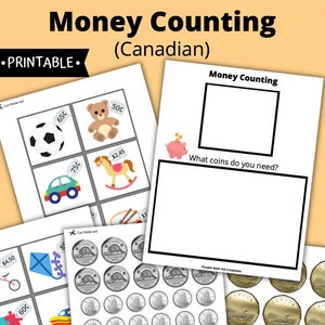 Money Counting Worksheet, Canadian Coins, Counting Game, Educational ...
