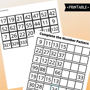 Complete the Number Pattern Worksheet, Digital Download, Finish the ...