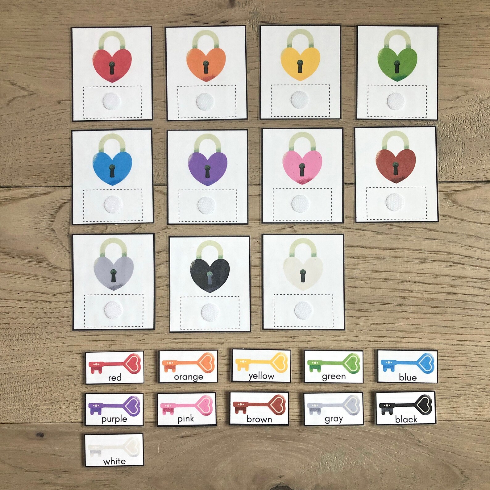 Heart Lock and Key Colour Match Worksheet Color Matching - Etsy