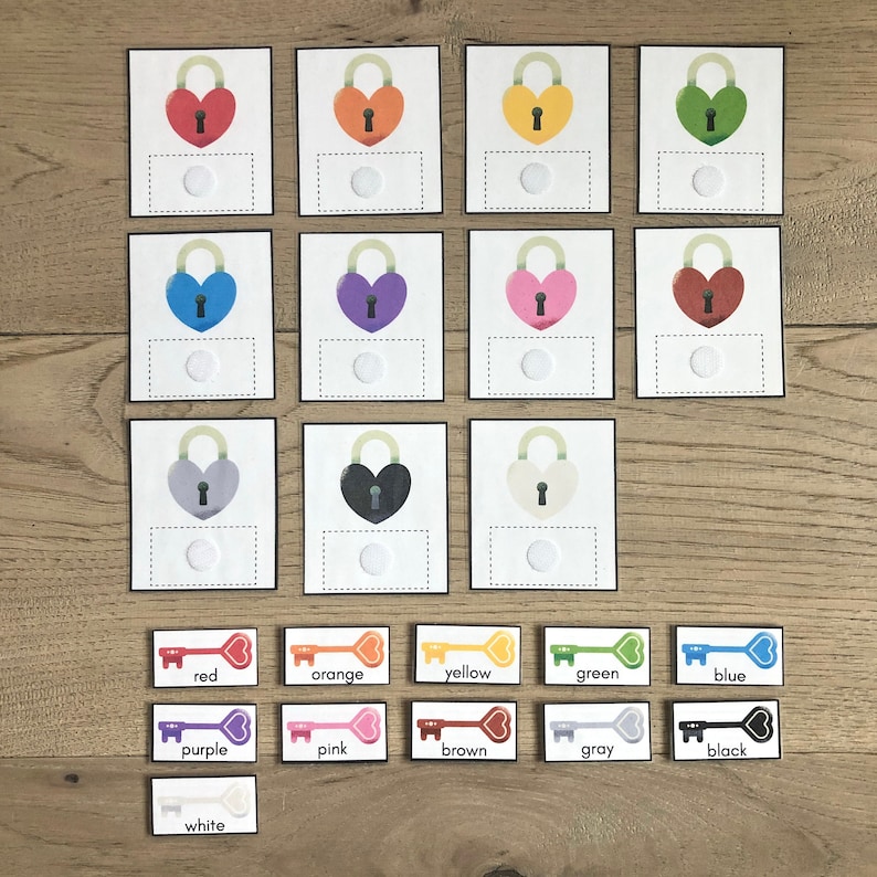 Heart Lock and Key Color Matching Game: Preschool Printable (PDF) - Etsy