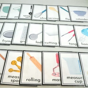 Kitchen Tools Flash Cards, Montessori, Nomenclature, Three Part Cards ...