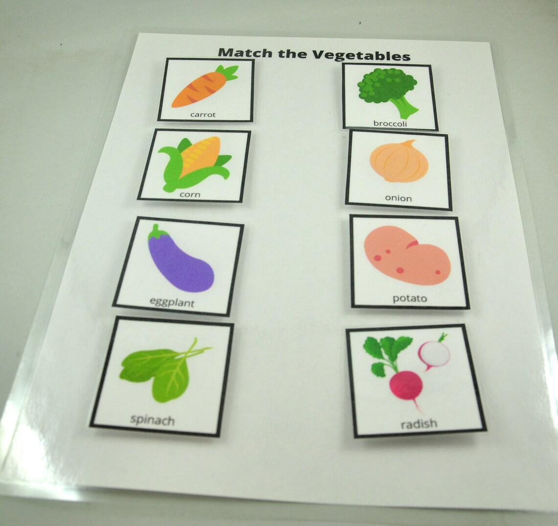 Match the Vegetables Worksheet Vegetables Matching Game - Etsy
