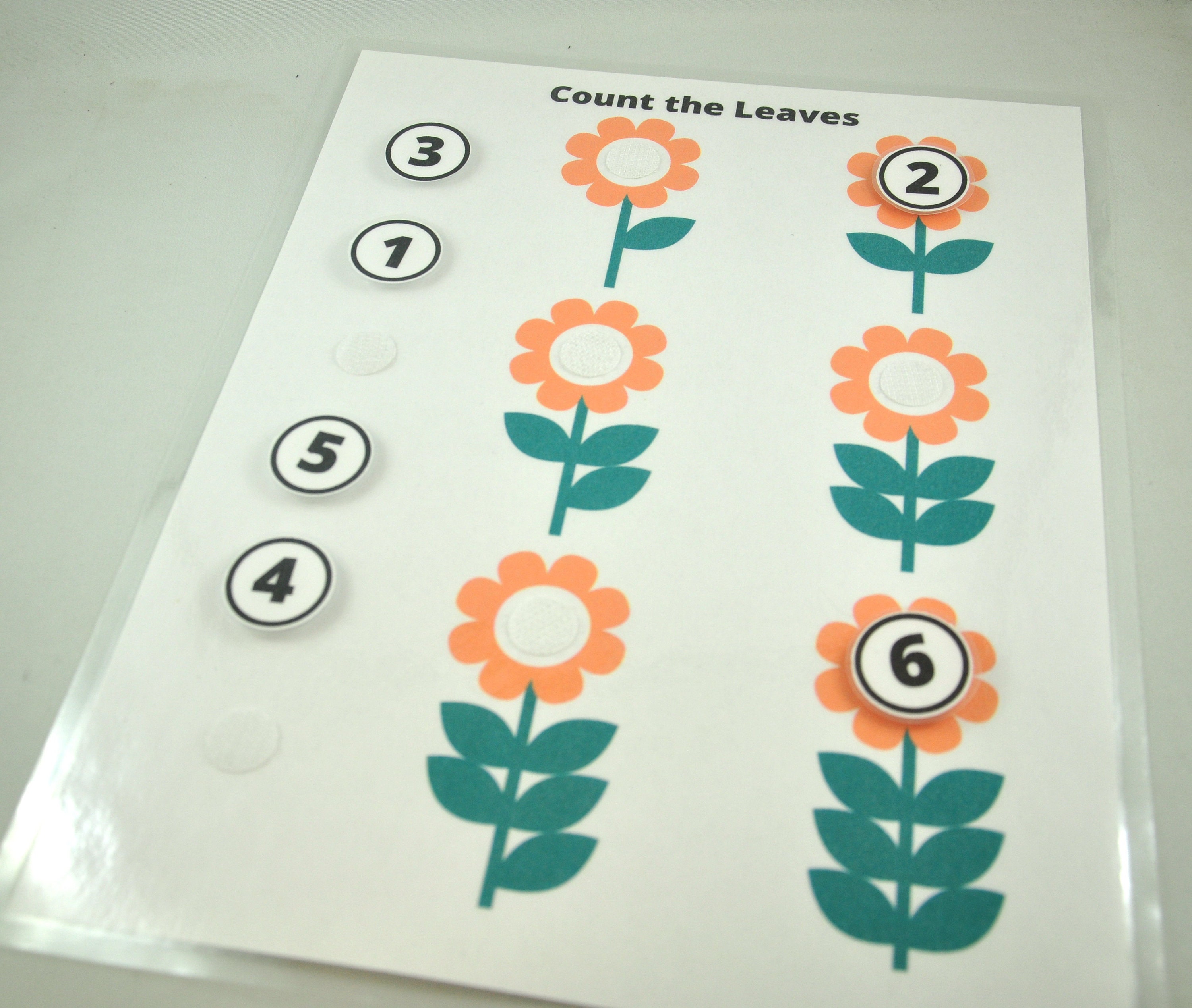 Count the Leaves Worksheet Counting Game Educational | Etsy