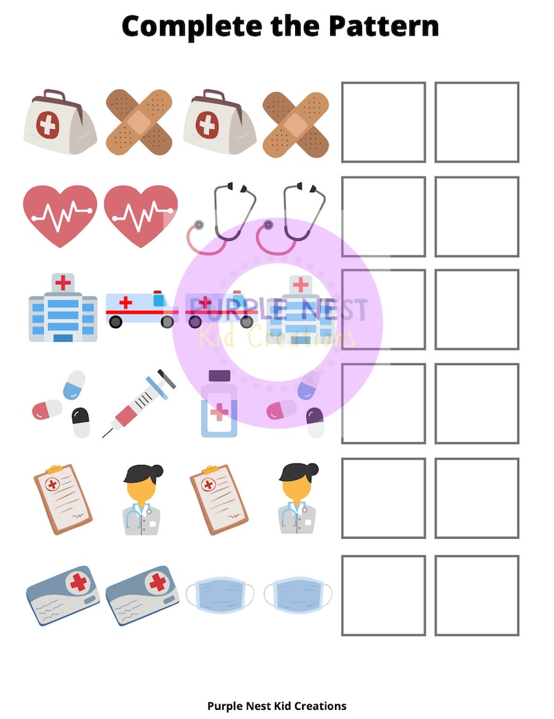 Medical Patterns Worksheet Doctor Patterns Printable Pattern - Etsy