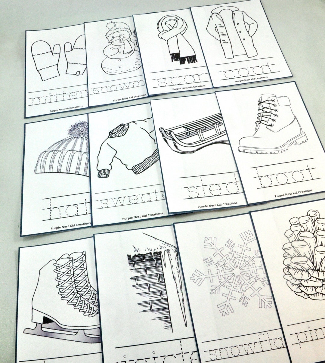 Winter Colouring and Tracing Cards, Winter, Snow, Writing, Flash Cards ...