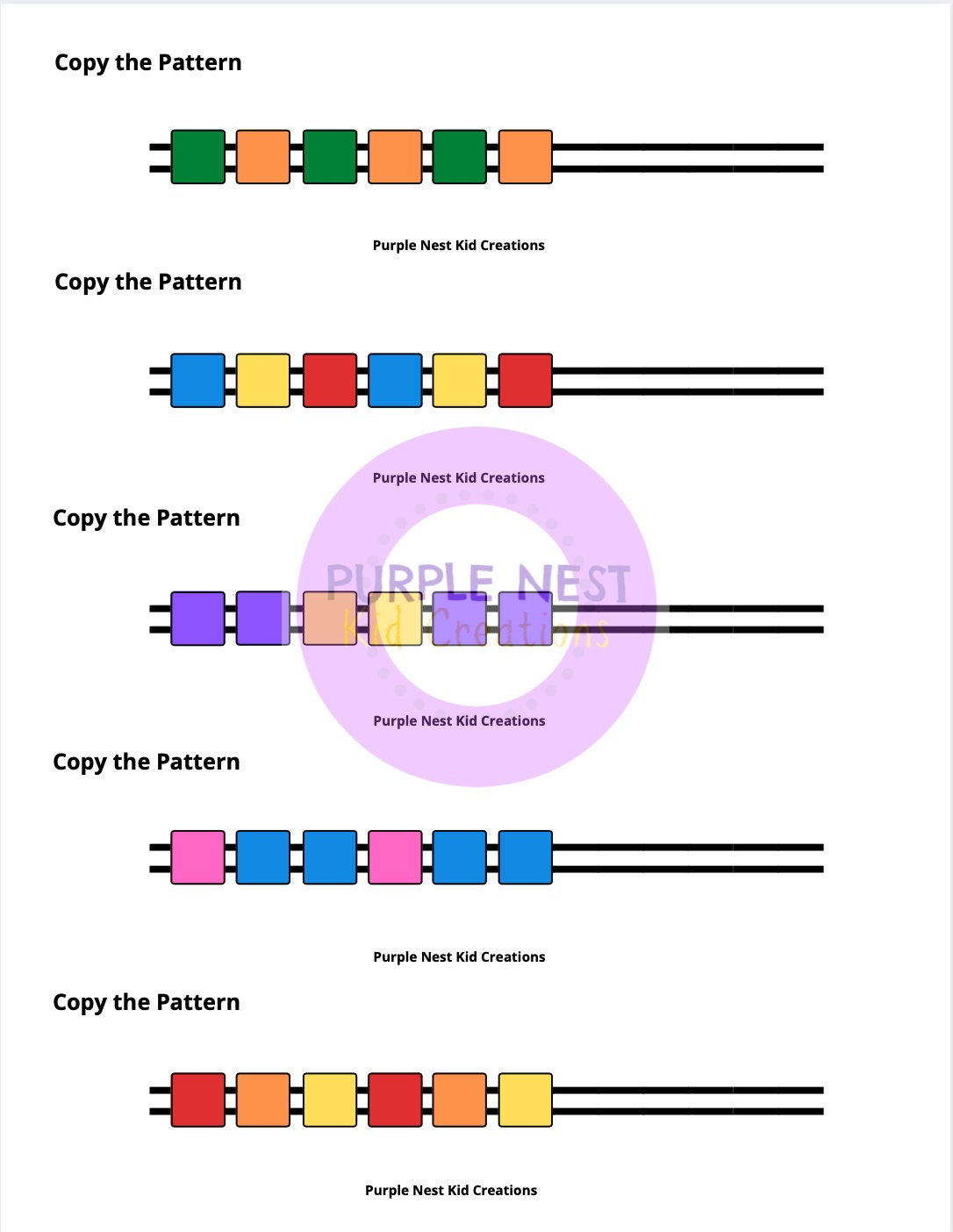 Bead Pattern Cards Printable: Preschool Activity (digital Download) - Etsy