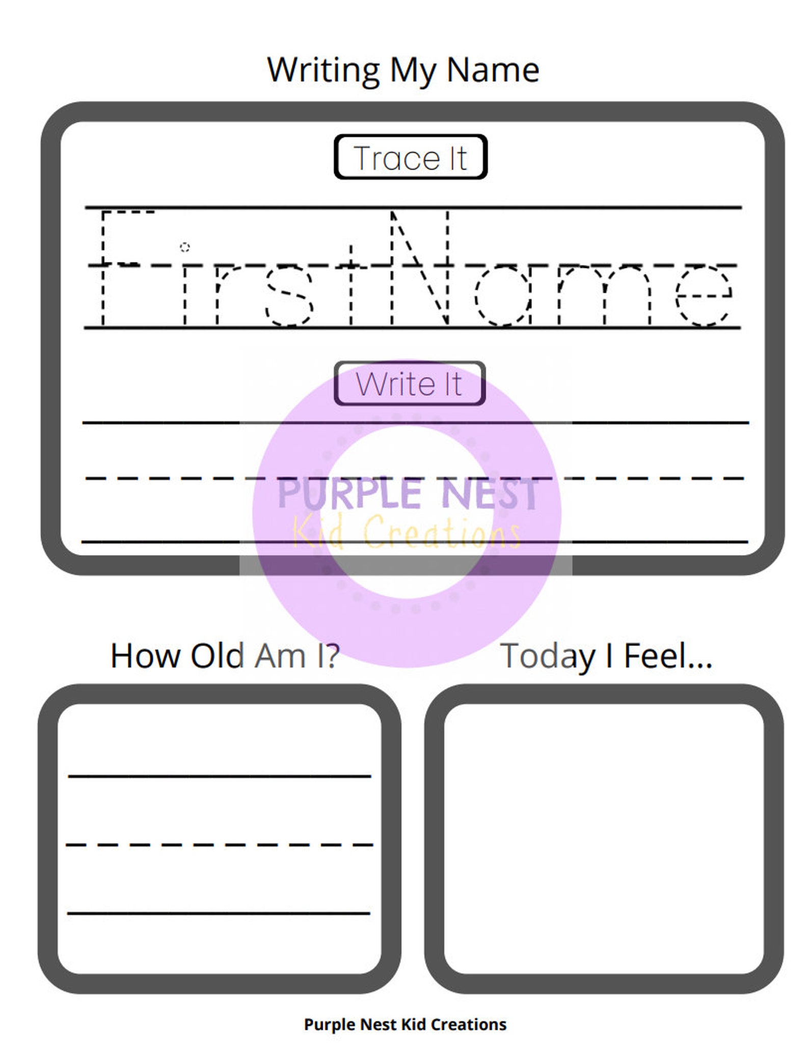 Personalized Write My Name Activity Sheet: Emotions Learning (digital ...