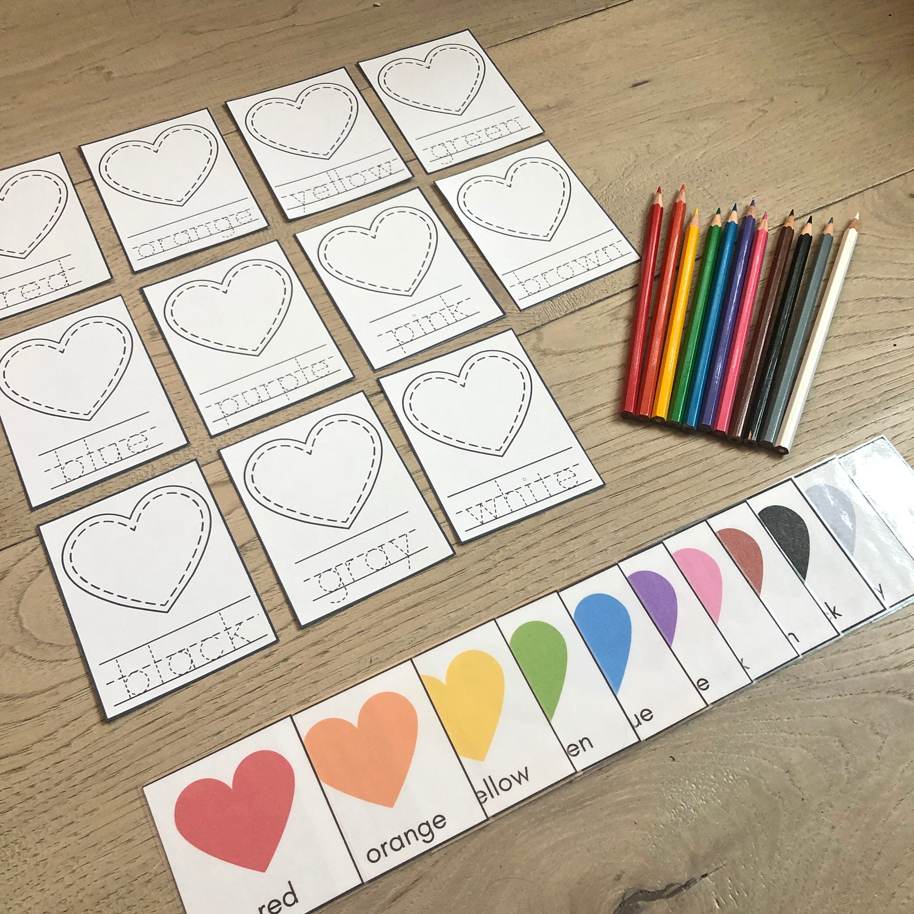 Heart Coloring and Tracing Cards Valentines Day Writing | Etsy