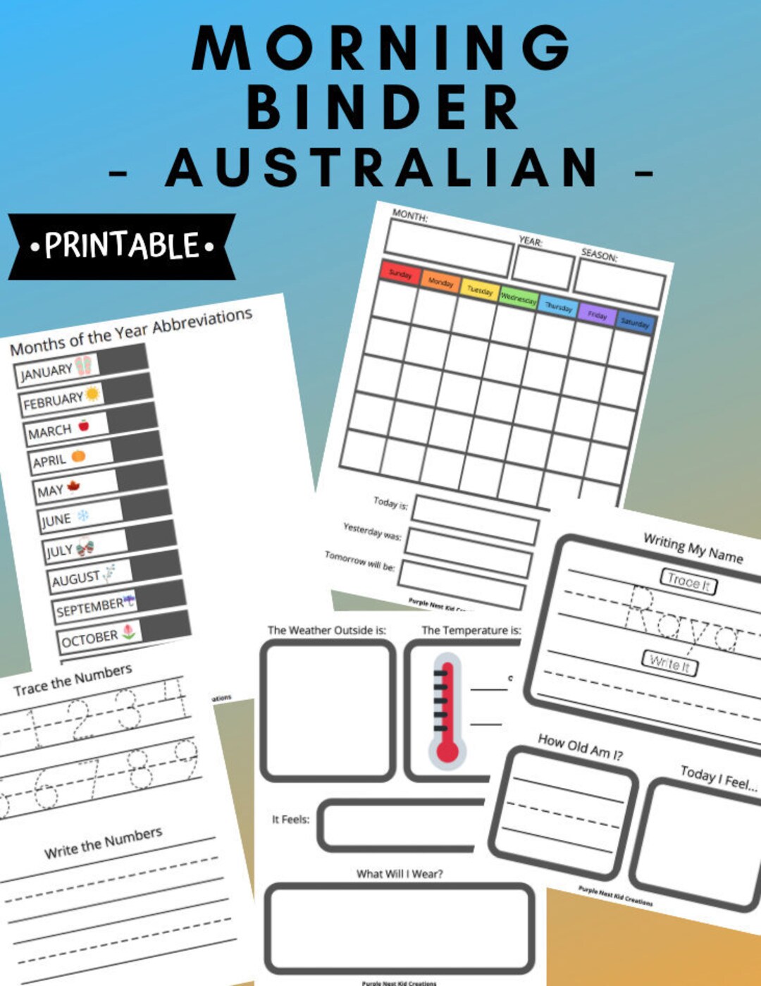 Australian Morning Binder, Digital Download, Busy Book Printable ...